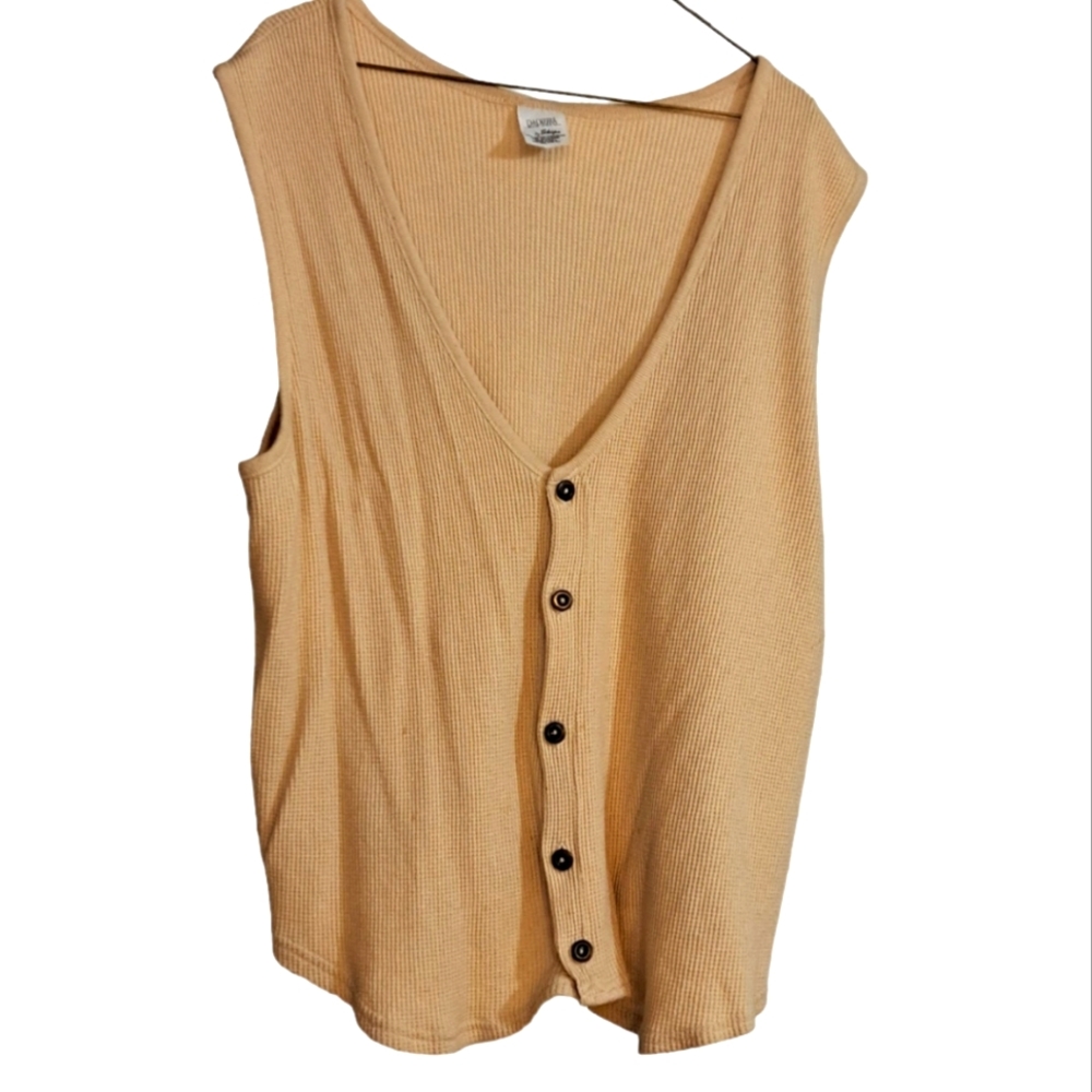 Vintage Thermal/Waffle Knit Vest - Gem
